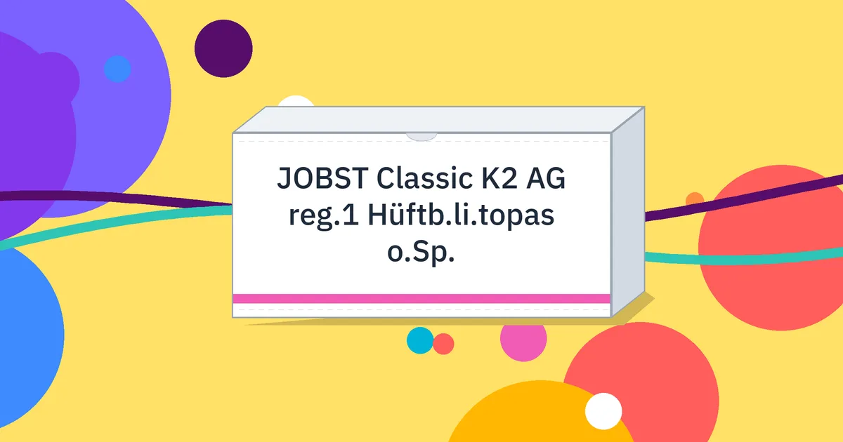 Symbolbild: Packung mit der Aufschrift JOBST Classic K2 AG reg.1 Hüftb.li.topas o.Sp. (PZN 13066294) – Verfügbarkeit und Bezug in Apotheken in Frankfurt am Main