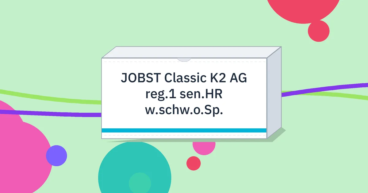 Symbolbild: Packung mit der Aufschrift JOBST Classic K2 AG reg.1 sen.HR w.schw.o.Sp. (PZN 17960626) – Verfügbarkeit und Bezug in Apotheken in Frankfurt am Main