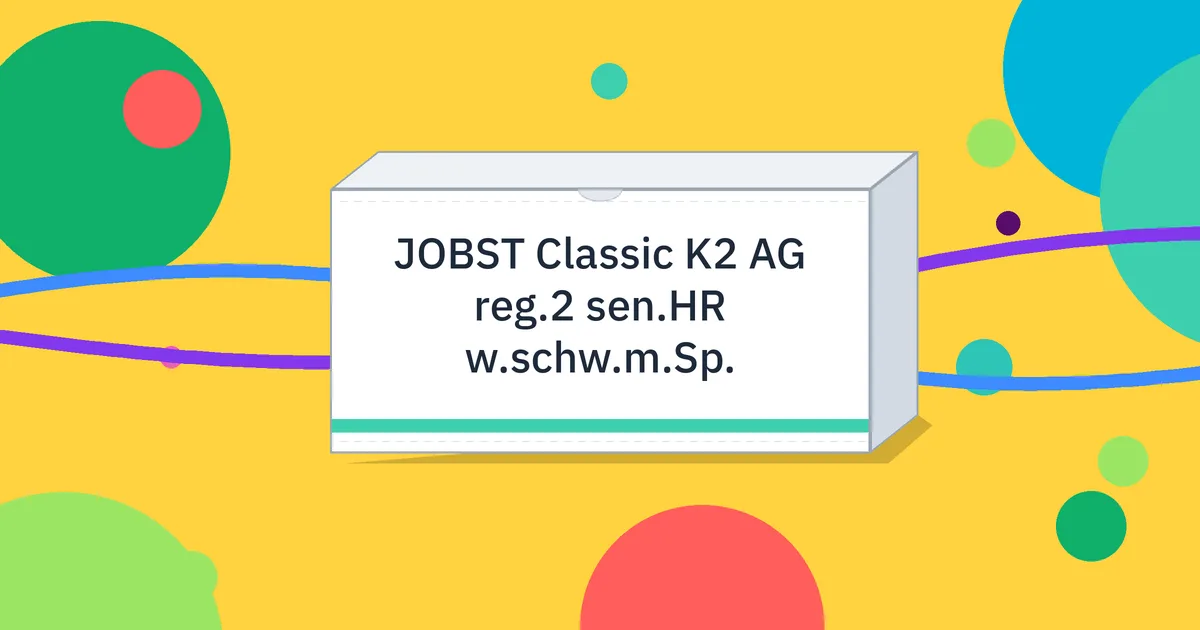 Symbolbild: Packung mit der Aufschrift JOBST Classic K2 AG reg.2 sen.HR w.schw.m.Sp. (PZN 17961034) – Verfügbarkeit und Bezug in Apotheken in Frankfurt am Main