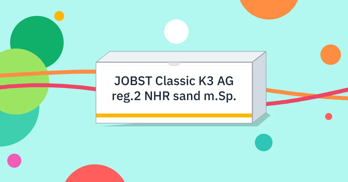 Symbolbild: Packung mit der Aufschrift JOBST Classic K3 AG reg.2 NHR sand m.Sp. (PZN 13073325) – Verfügbarkeit und Bezug in Apotheken in Frankfurt am Main