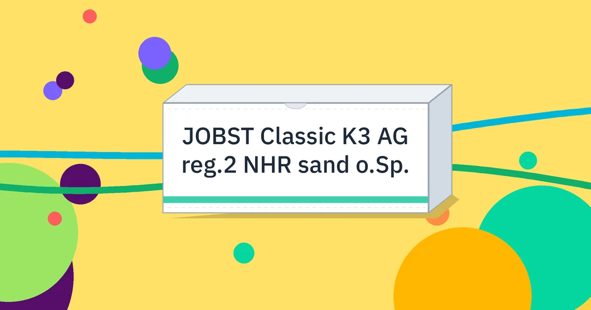 Symbolbild: Packung mit der Aufschrift JOBST Classic K3 AG reg.2 NHR sand o.Sp. (PZN 13073673) – Verfügbarkeit und Bezug in Apotheken in Frankfurt am Main