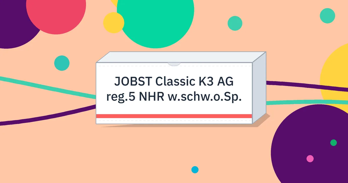 Symbolbild: Packung mit der Aufschrift JOBST Classic K3 AG reg.5 NHR w.schw.o.Sp. (PZN 13074000) – Verfügbarkeit und Bezug in Apotheken in Frankfurt am Main