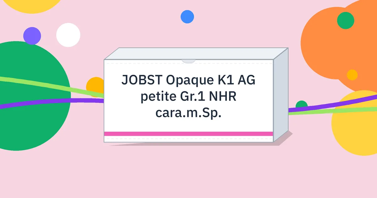 Symbolbild: Packung mit der Aufschrift JOBST Opaque K1 AG petite Gr.1 NHR cara.m.Sp. (PZN 13084317) – Verfügbarkeit und Bezug in Apotheken in Frankfurt am Main