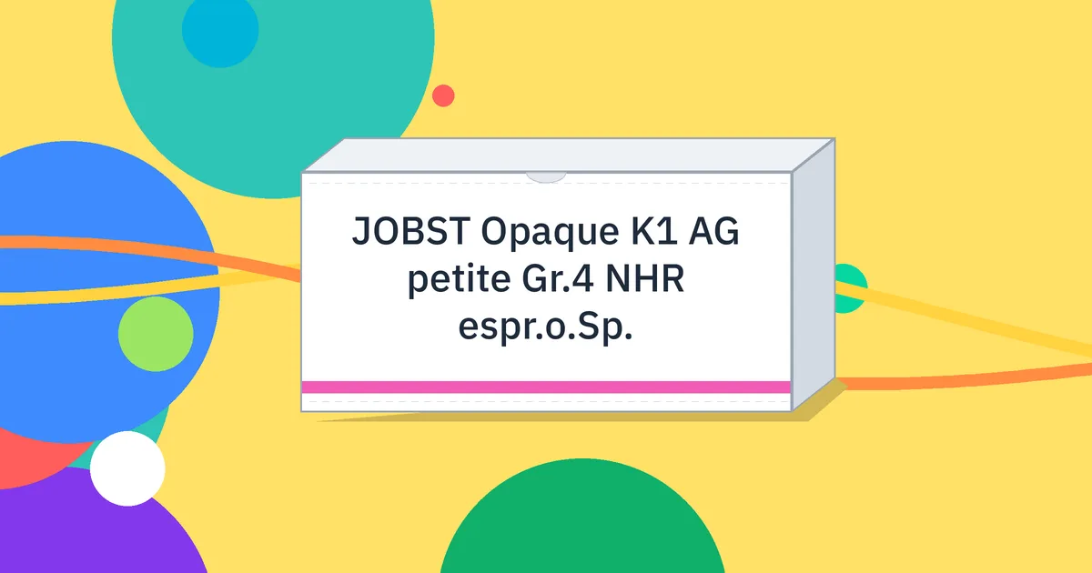 Symbolbild: Packung mit der Aufschrift JOBST Opaque K1 AG petite Gr.4 NHR espr.o.Sp. (PZN 16270569) – Verfügbarkeit und Bezug in Apotheken in Frankfurt am Main