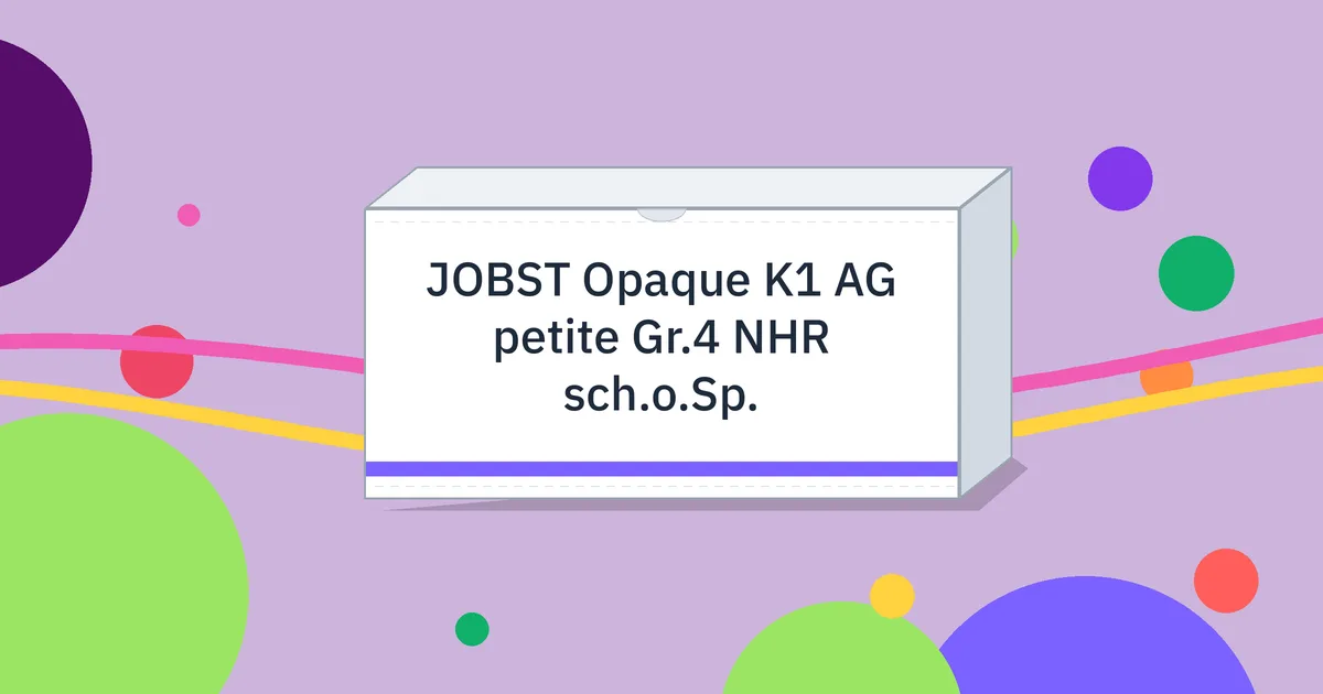 Symbolbild: Packung mit der Aufschrift JOBST Opaque K1 AG petite Gr.4 NHR sch.o.Sp. (PZN 13088290) – Verfügbarkeit und Bezug in Apotheken in Frankfurt am Main