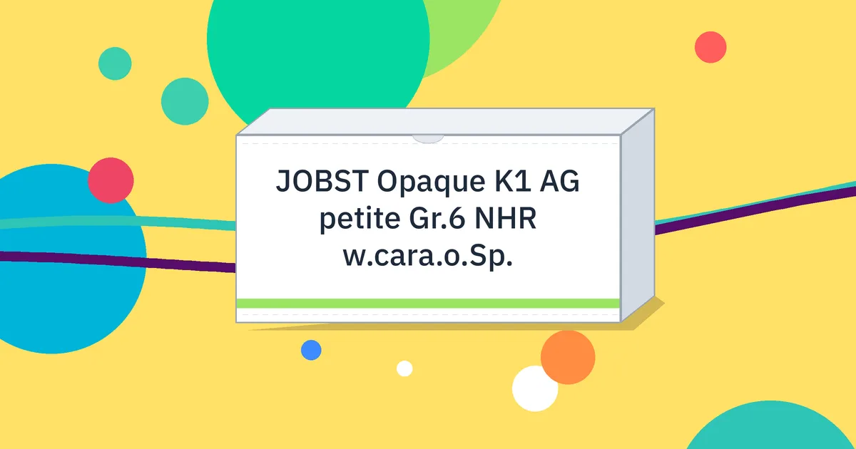 Symbolbild: Packung mit der Aufschrift JOBST Opaque K1 AG petite Gr.6 NHR w.cara.o.Sp. (PZN 13088462) – Verfügbarkeit und Bezug in Apotheken in Frankfurt am Main