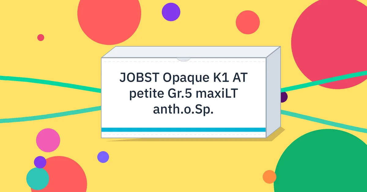 Symbolbild: Packung mit der Aufschrift JOBST Opaque K1 AT petite Gr.5 maxiLT anth.o.Sp. (PZN 16275963) – Verfügbarkeit und Bezug in Apotheken in Frankfurt am Main