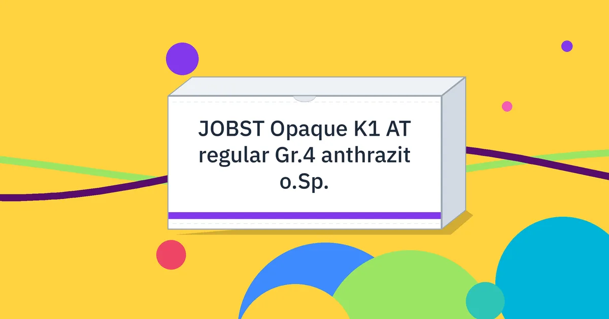 Symbolbild: Packung mit der Aufschrift JOBST Opaque K1 AT regular Gr.4 anthrazit o.Sp. (PZN 16274283) – Verfügbarkeit und Bezug in Apotheken in Frankfurt am Main