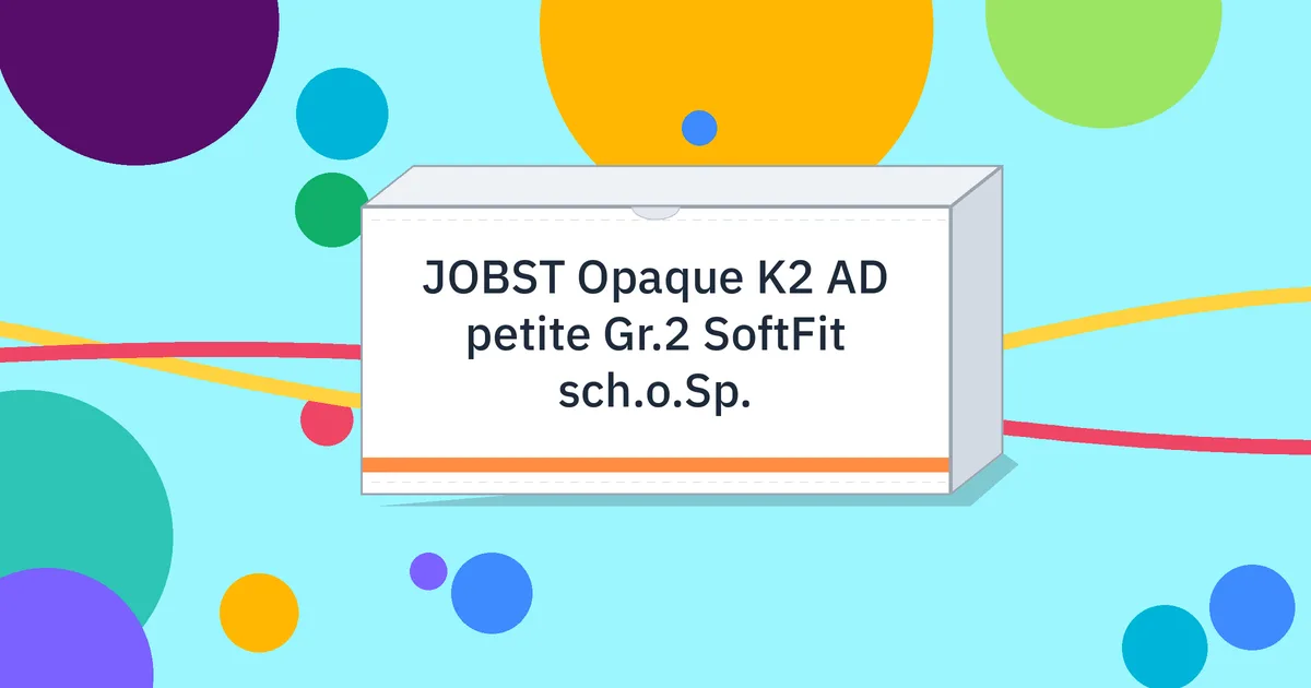 Symbolbild: Packung mit der Aufschrift JOBST Opaque K2 AD petite Gr.2 SoftFit sch.o.Sp. (PZN 11250332) – Verfügbarkeit und Bezug in Apotheken in Frankfurt am Main