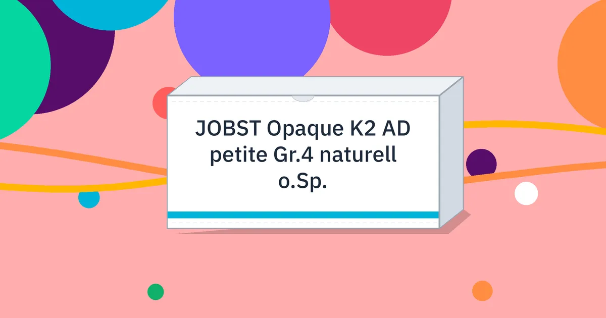 Symbolbild: Packung mit der Aufschrift JOBST Opaque K2 AD petite Gr.4 naturell o.Sp. (PZN 10722875) – Verfügbarkeit und Bezug in Apotheken in Frankfurt am Main