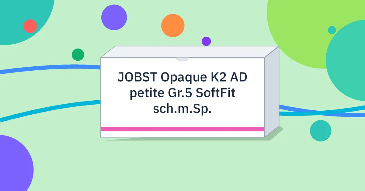 Symbolbild: Packung mit der Aufschrift JOBST Opaque K2 AD petite Gr.5 SoftFit sch.m.Sp. (PZN 11250668) – Verfügbarkeit und Bezug in Apotheken in Frankfurt am Main