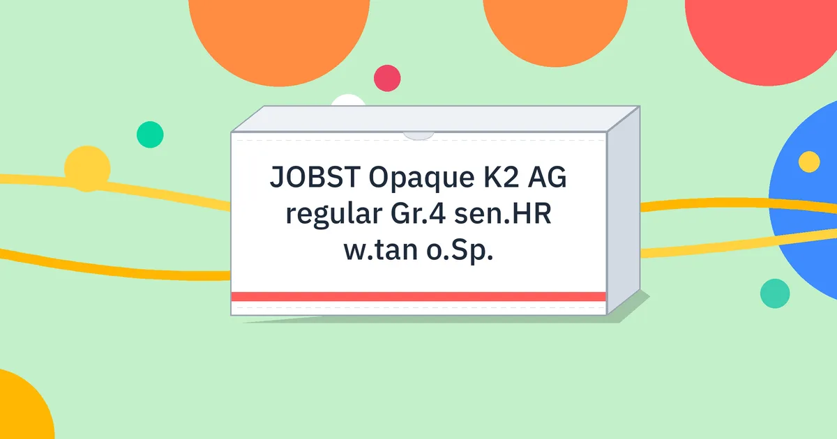 Symbolbild: Packung mit der Aufschrift JOBST Opaque K2 AG regular Gr.4 sen.HR w.tan o.Sp. (PZN 16281573) – Verfügbarkeit und Bezug in Apotheken in Frankfurt am Main