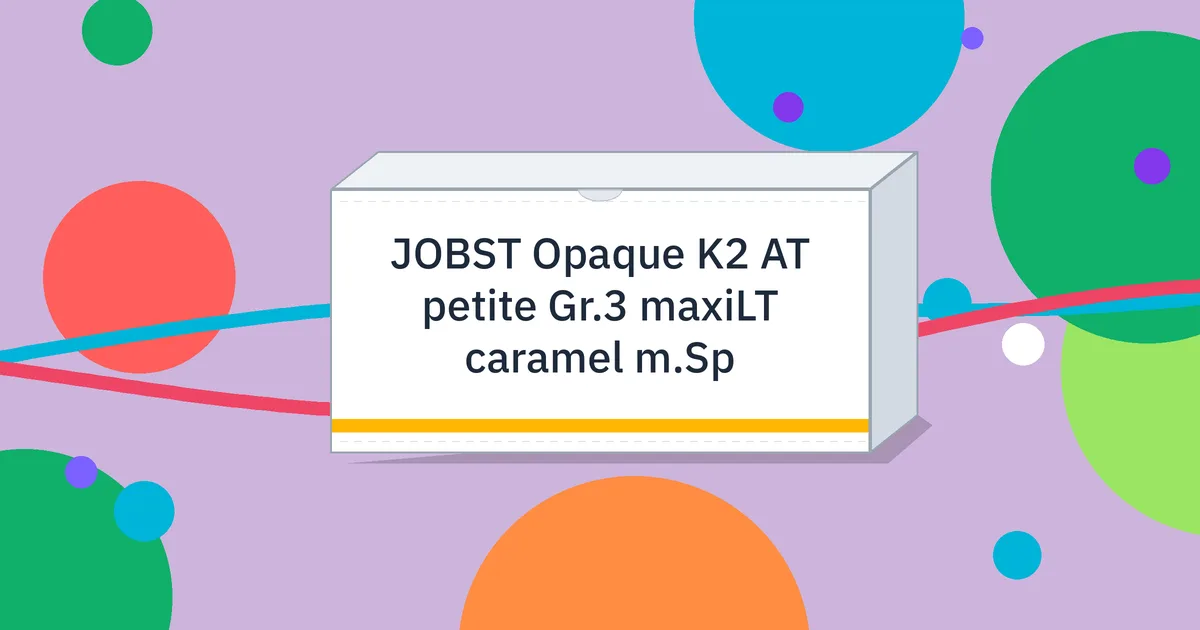 Symbolbild: Packung mit der Aufschrift JOBST Opaque K2 AT petite Gr.3 maxiLT caramel m.Sp (PZN 13118542) – Verfügbarkeit und Bezug in Apotheken in Frankfurt am Main
