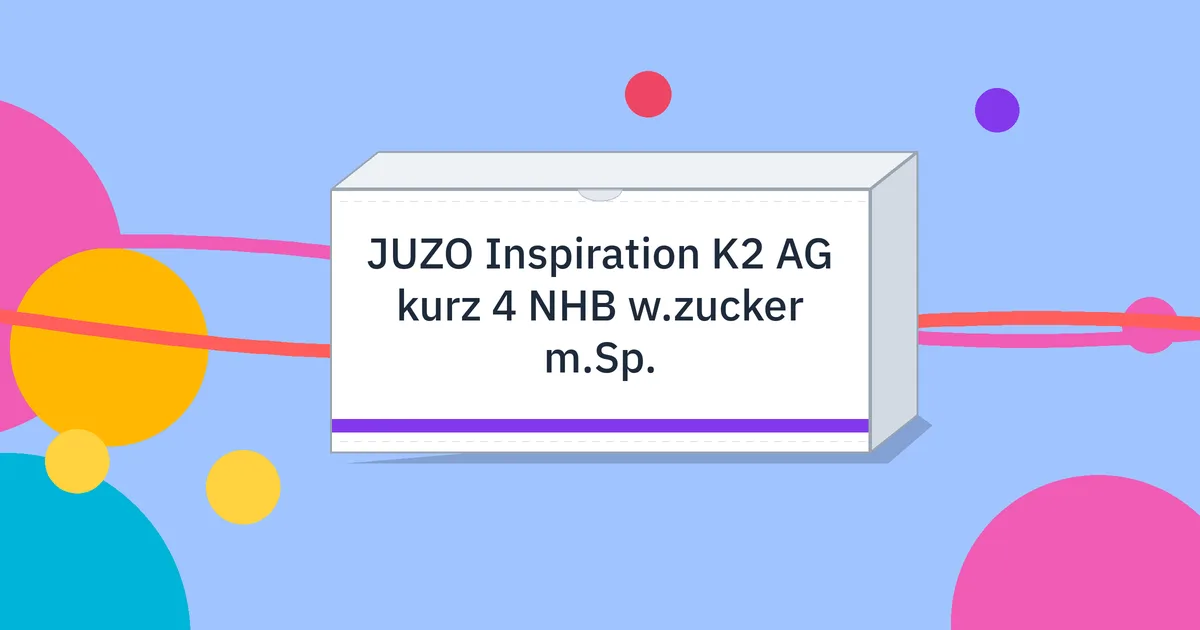 Symbolbild: Packung mit der Aufschrift JUZO Inspiration K2 AG kurz 4 NHB w.zucker m.Sp. (PZN 14949535) – Verfügbarkeit und Bezug in Apotheken in Frankfurt am Main