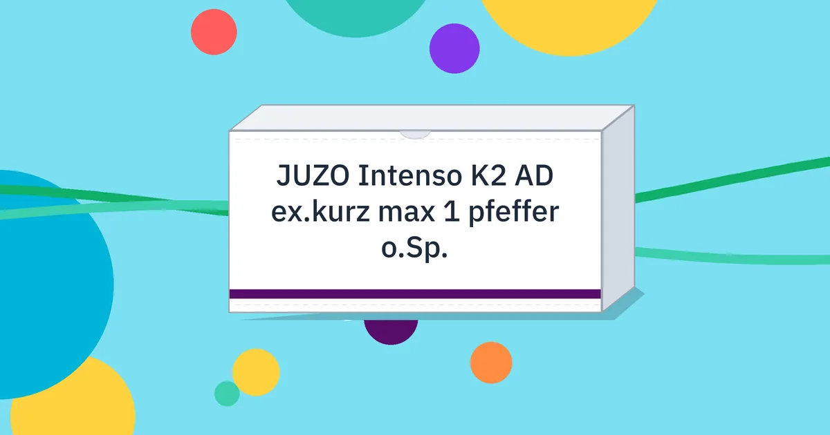 Symbolbild: Packung mit der Aufschrift JUZO Intenso K2 AD ex.kurz max 1 pfeffer o.Sp. (PZN 18617273) – Verfügbarkeit und Bezug in Apotheken in Frankfurt am Main