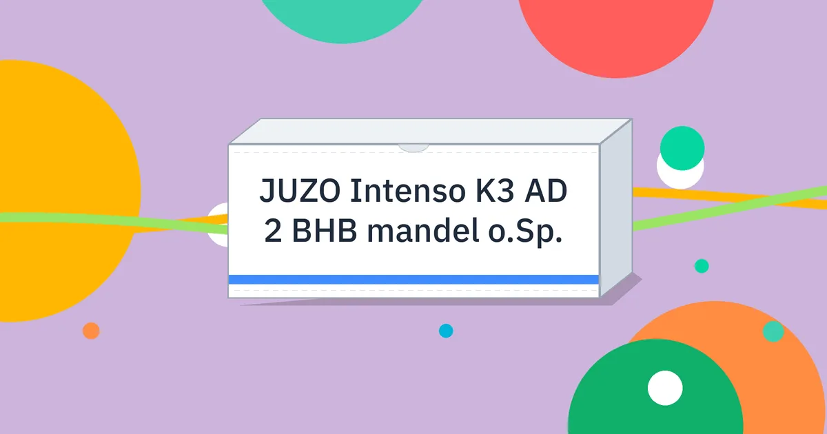 Symbolbild: Packung mit der Aufschrift JUZO Intenso K3 AD 2 BHB mandel o.Sp. (PZN 18645111) – Verfügbarkeit und Bezug in Apotheken in Frankfurt am Main