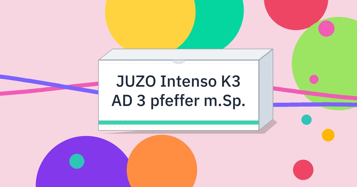Symbolbild: Packung mit der Aufschrift JUZO Intenso K3 AD 3 pfeffer m.Sp. (PZN 18627225) – Verfügbarkeit und Bezug in Apotheken in Frankfurt am Main