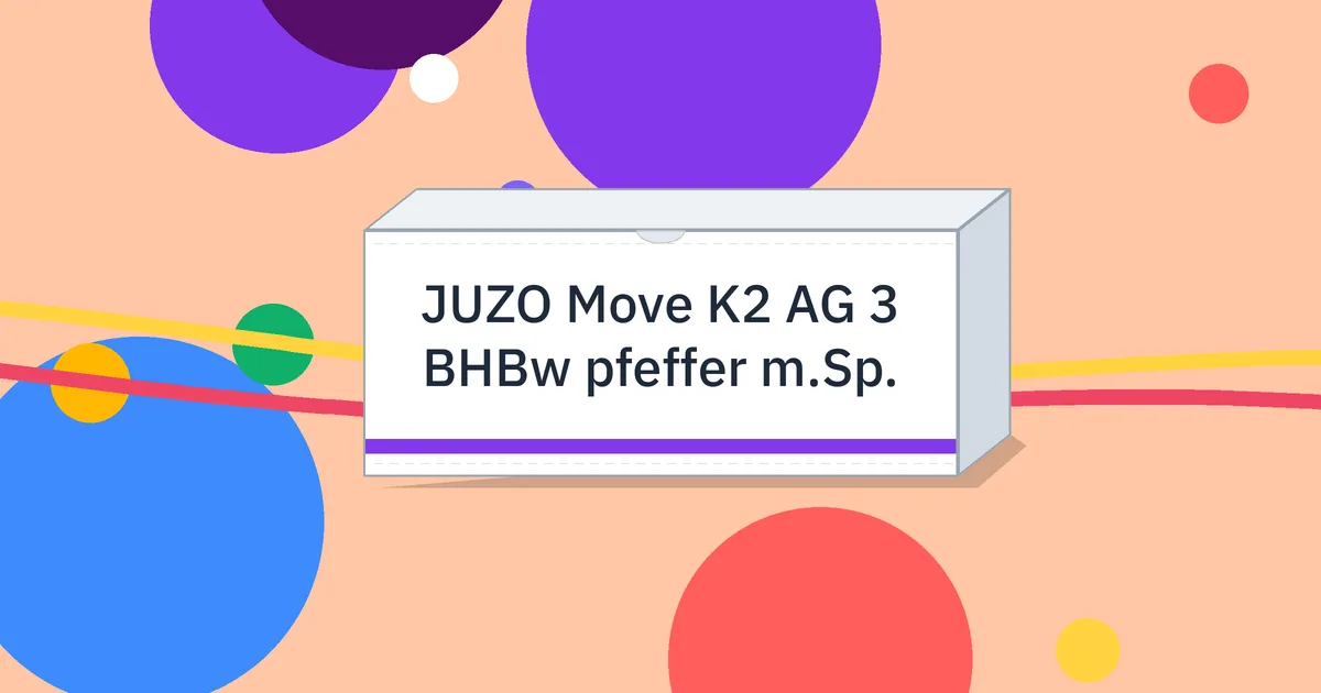 Symbolbild: Packung mit der Aufschrift JUZO Move K2 AG 3 BHBw pfeffer m.Sp. (PZN 16645839) – Verfügbarkeit und Bezug in Apotheken in Frankfurt am Main