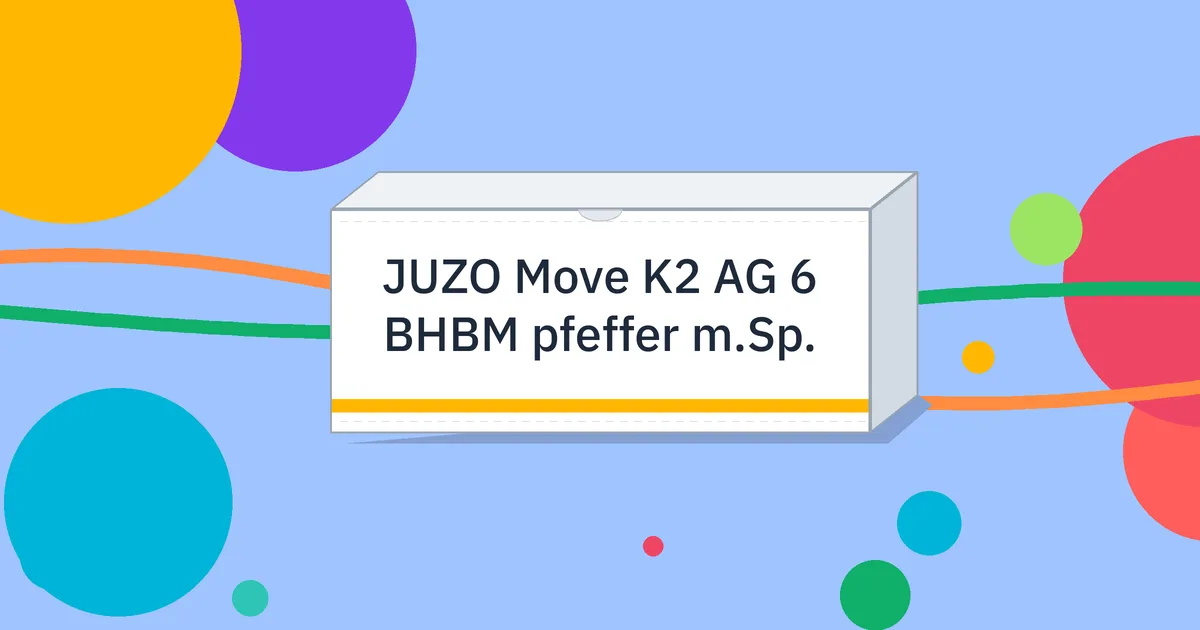 Symbolbild: Packung mit der Aufschrift JUZO Move K2 AG 6 BHBM pfeffer m.Sp. (PZN 16647583) – Verfügbarkeit und Bezug in Apotheken in Frankfurt am Main