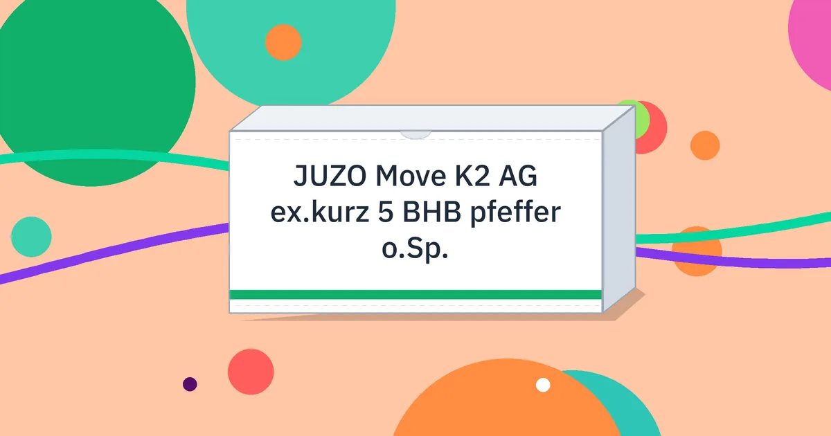 Symbolbild: Packung mit der Aufschrift JUZO Move K2 AG ex.kurz 5 BHB pfeffer o.Sp. (PZN 16639193) – Verfügbarkeit und Bezug in Apotheken in Frankfurt am Main