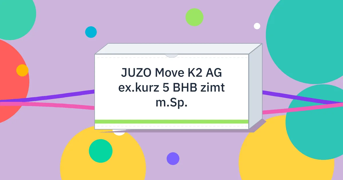 Symbolbild: Packung mit der Aufschrift JUZO Move K2 AG ex.kurz 5 BHB zimt m.Sp. (PZN 18532134) – Verfügbarkeit und Bezug in Apotheken in Frankfurt am Main