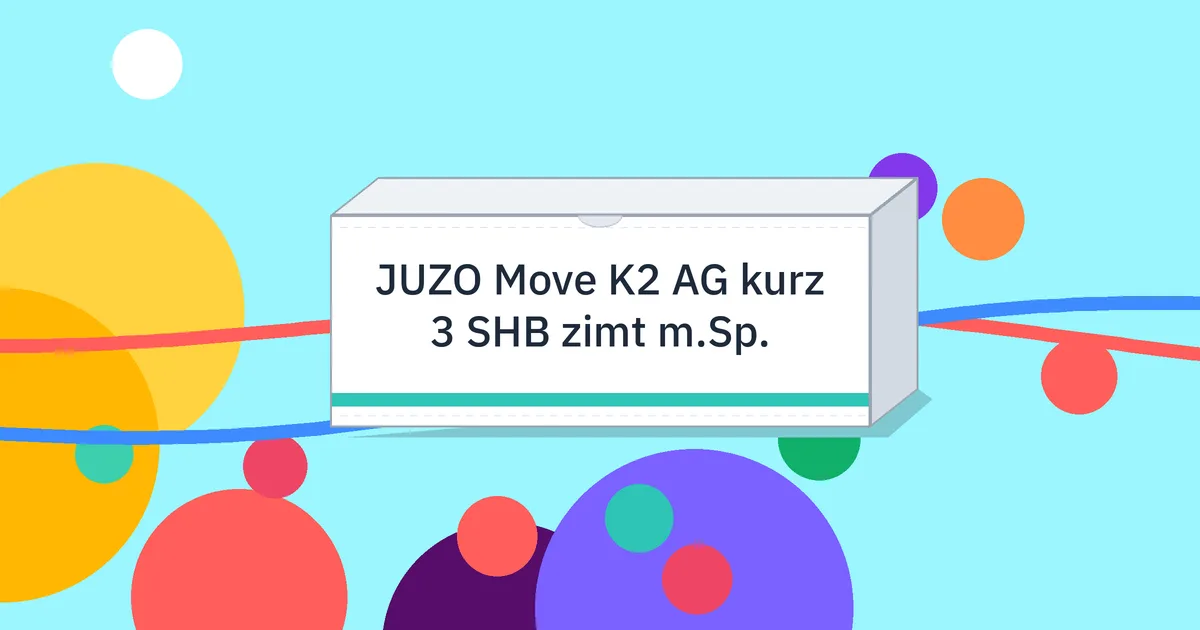 Symbolbild: Packung mit der Aufschrift JUZO Move K2 AG kurz 3 SHB zimt m.Sp. (PZN 18527914) – Verfügbarkeit und Bezug in Apotheken in Frankfurt am Main