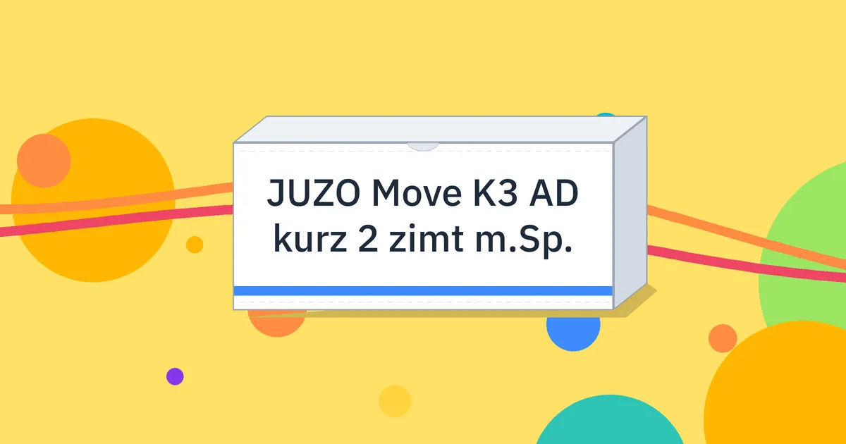 Symbolbild: Packung mit der Aufschrift JUZO Move K3 AD kurz 2 zimt m.Sp. (PZN 18567902) – Verfügbarkeit und Bezug in Apotheken in Frankfurt am Main