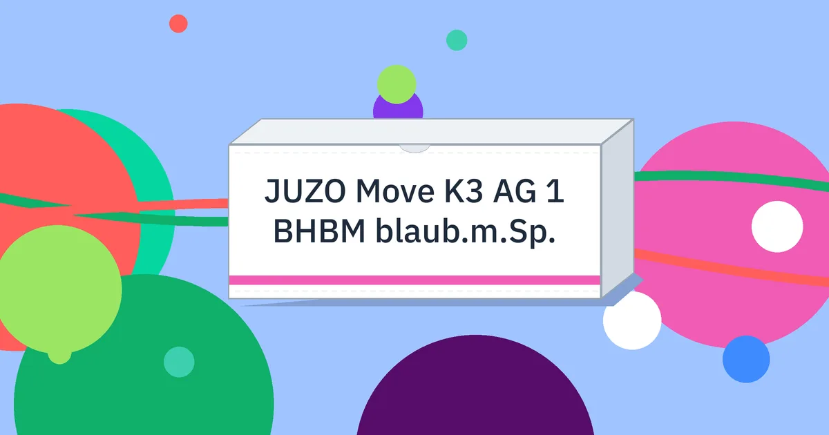 Symbolbild: Packung mit der Aufschrift JUZO Move K3 AG 1 BHBM blaub.m.Sp. (PZN 18587833) – Verfügbarkeit und Bezug in Apotheken in Frankfurt am Main