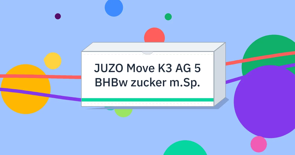 Symbolbild: Packung mit der Aufschrift JUZO Move K3 AG 5 BHBw zucker m.Sp. (PZN 18575801) – Verfügbarkeit und Bezug in Apotheken in Frankfurt am Main
