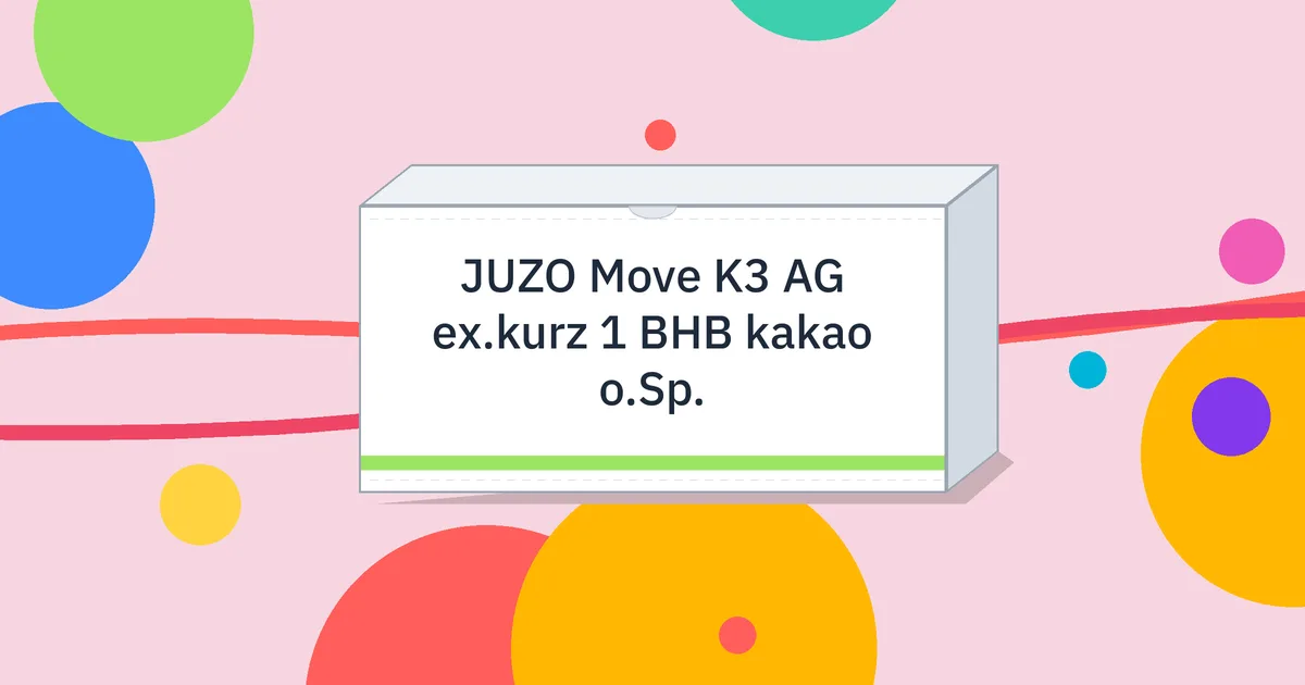Symbolbild: Packung mit der Aufschrift JUZO Move K3 AG ex.kurz 1 BHB kakao o.Sp. (PZN 18597464) – Verfügbarkeit und Bezug in Apotheken in Frankfurt am Main
