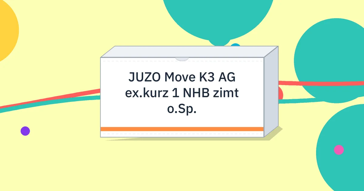 Symbolbild: Packung mit der Aufschrift JUZO Move K3 AG ex.kurz 1 NHB zimt o.Sp. (PZN 18585082) – Verfügbarkeit und Bezug in Apotheken in Frankfurt am Main