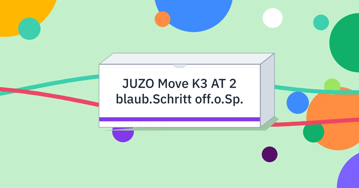 Symbolbild: Packung mit der Aufschrift JUZO Move K3 AT 2 blaub.Schritt off.o.Sp. (PZN 20679034) – Verfügbarkeit und Bezug in Apotheken in Frankfurt am Main