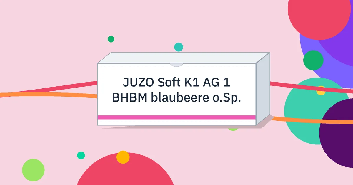 Symbolbild: Packung mit der Aufschrift JUZO Soft K1 AG 1 BHBM blaubeere o.Sp. (PZN 14857069) – Verfügbarkeit und Bezug in Apotheken in Frankfurt am Main