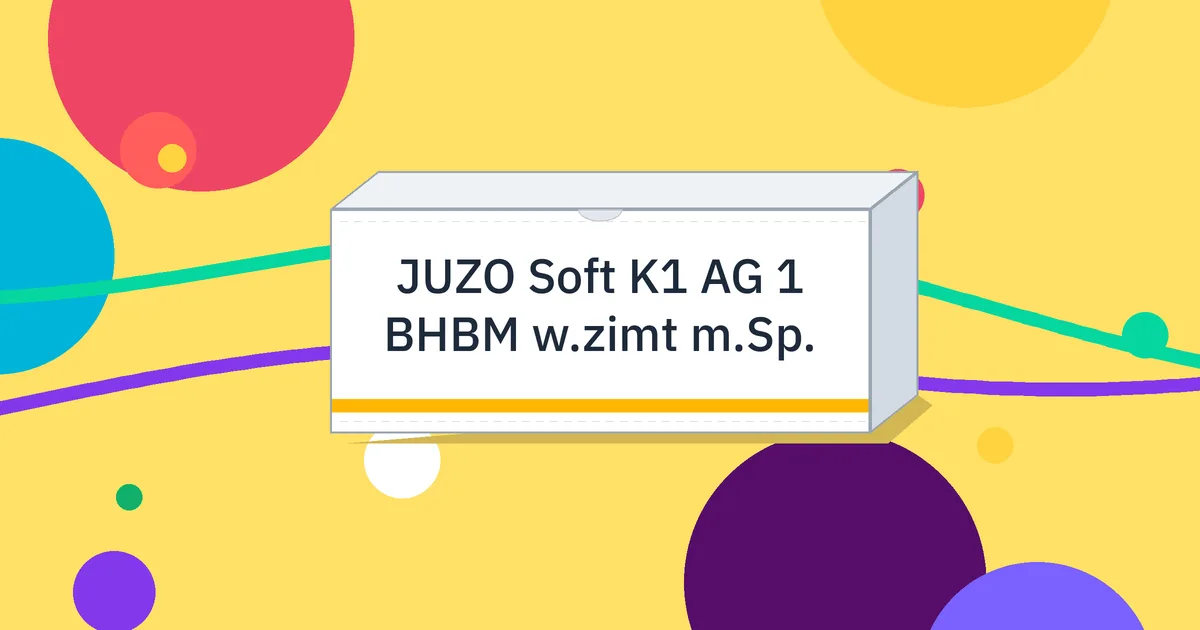 Symbolbild: Packung mit der Aufschrift JUZO Soft K1 AG 1 BHBM w.zimt m.Sp. (PZN 14862751) – Verfügbarkeit und Bezug in Apotheken in Frankfurt am Main