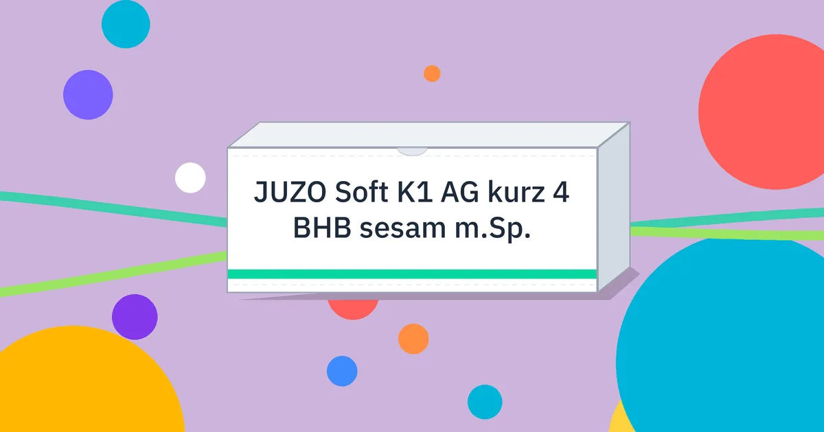 Symbolbild: Packung mit der Aufschrift JUZO Soft K1 AG kurz 4 BHB sesam m.Sp. (PZN 14822160) – Verfügbarkeit und Bezug in Apotheken in Frankfurt am Main