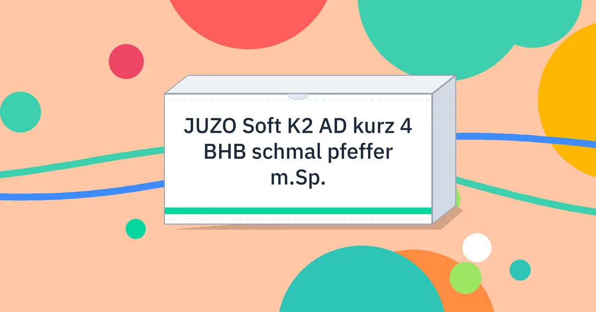Symbolbild: Packung mit der Aufschrift JUZO Soft K2 AD kurz 4 BHB schmal pfeffer m.Sp. (PZN 15465561) – Verfügbarkeit und Bezug in Apotheken in Frankfurt am Main