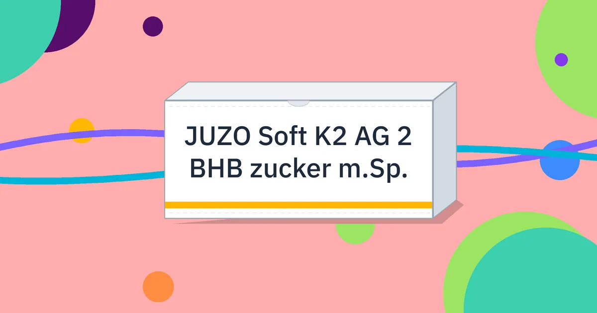 Symbolbild: Packung mit der Aufschrift JUZO Soft K2 AG 2 BHB zucker m.Sp. (PZN 14824561) – Verfügbarkeit und Bezug in Apotheken in Frankfurt am Main