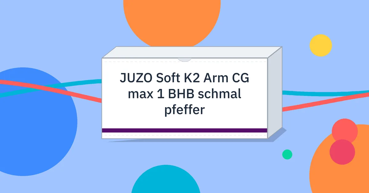 Symbolbild: Packung mit der Aufschrift JUZO Soft K2 Arm CG max 1 BHB schmal pfeffer (PZN 15513053) – Verfügbarkeit und Bezug in Apotheken in Frankfurt am Main
