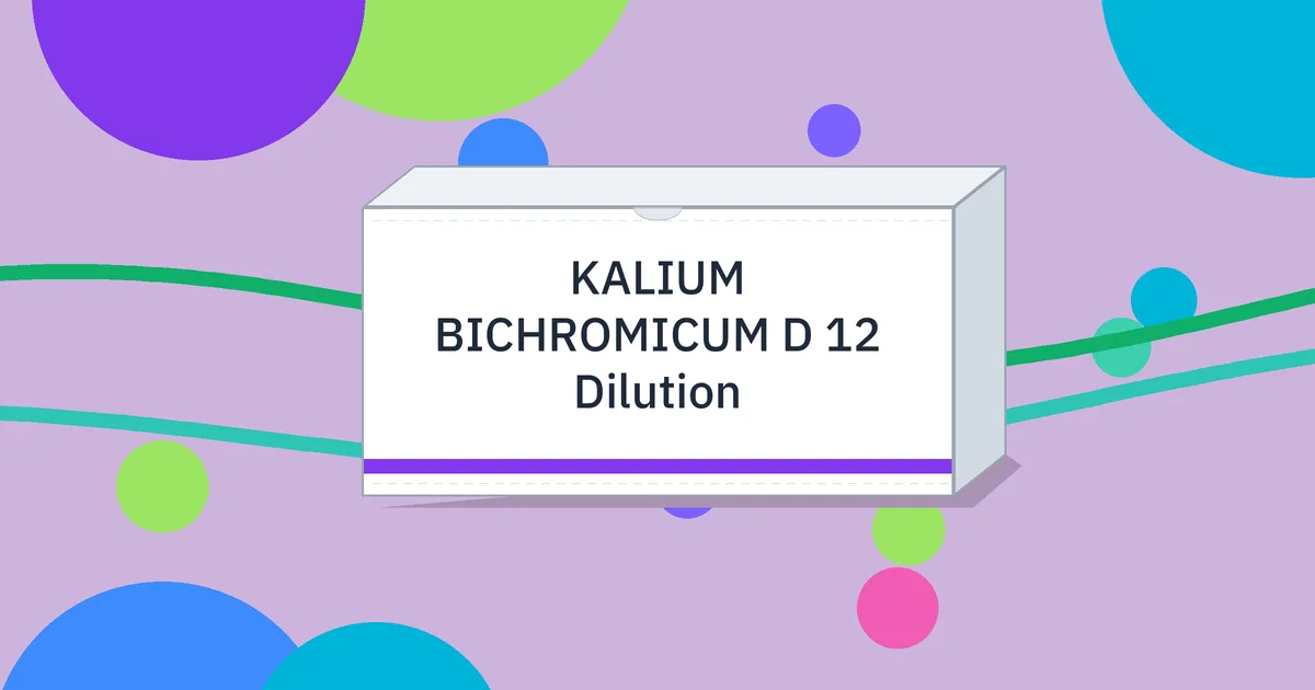 Symbolbild: Packung mit der Aufschrift KALIUM BICHROMICUM D 12 Dilution (PZN 01774815) – Verfügbarkeit und Bezug in Apotheken in Frankfurt am Main