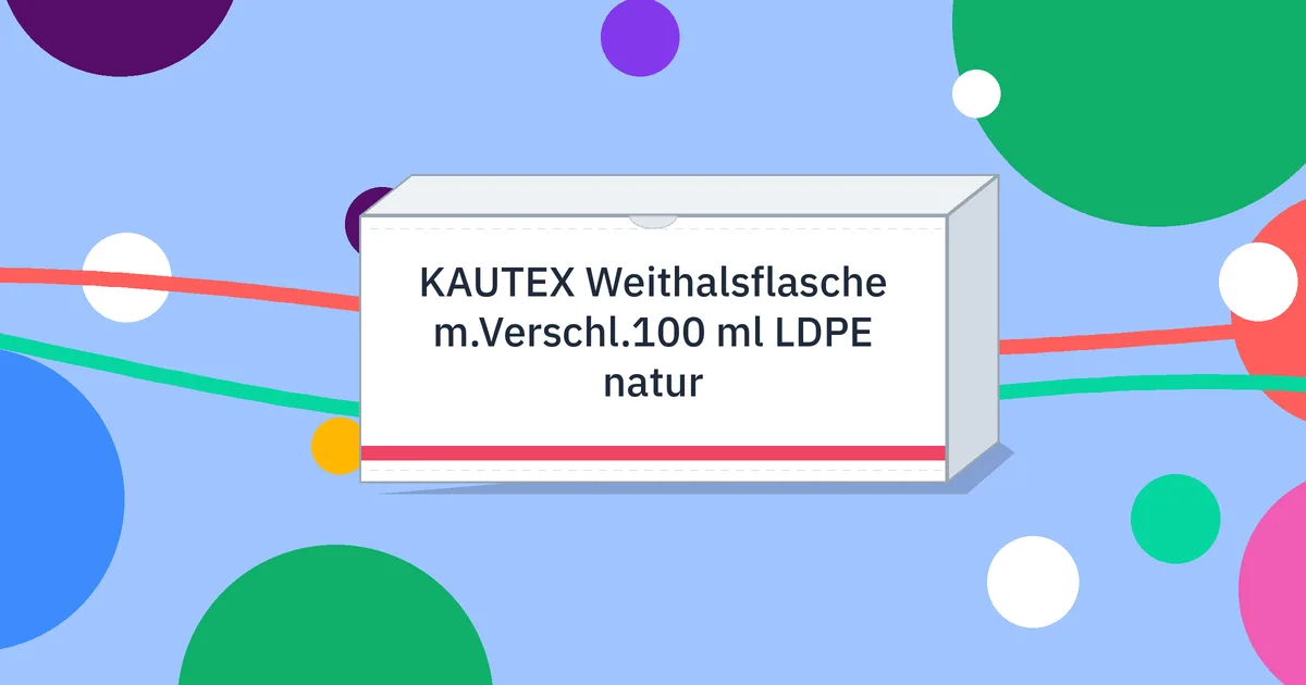 Symbolbild: Packung mit der Aufschrift KAUTEX Weithalsflasche m.Verschl.100 ml LDPE natur (PZN 18111390) – Verfügbarkeit und Bezug in Apotheken in Frankfurt am Main