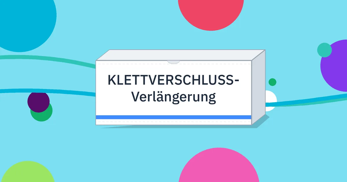 Symbolbild: Packung mit der Aufschrift KLETTVERSCHLUSS-Verlängerung (PZN 18652803) – Verfügbarkeit und Bezug in Apotheken in Frankfurt am Main