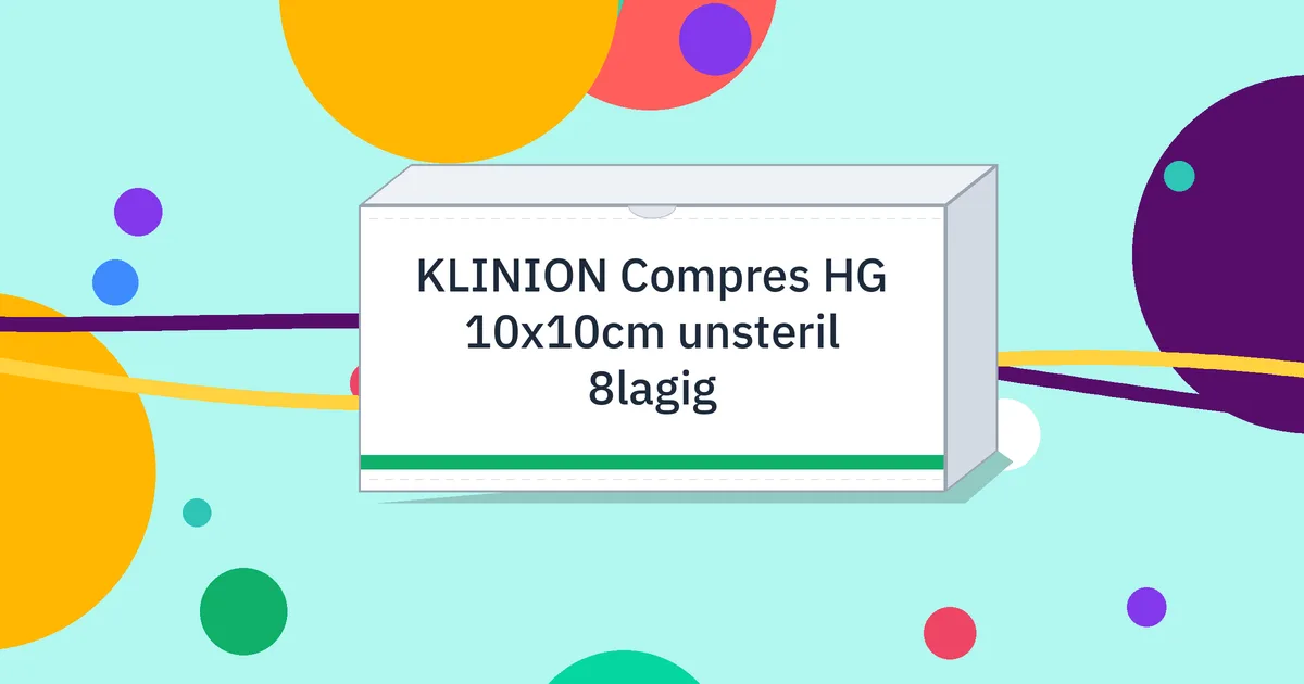 Symbolbild: Packung mit der Aufschrift KLINION Compres HG 10x10cm unsteril 8lagig (PZN 15878783) – Verfügbarkeit und Bezug in Apotheken in Frankfurt am Main