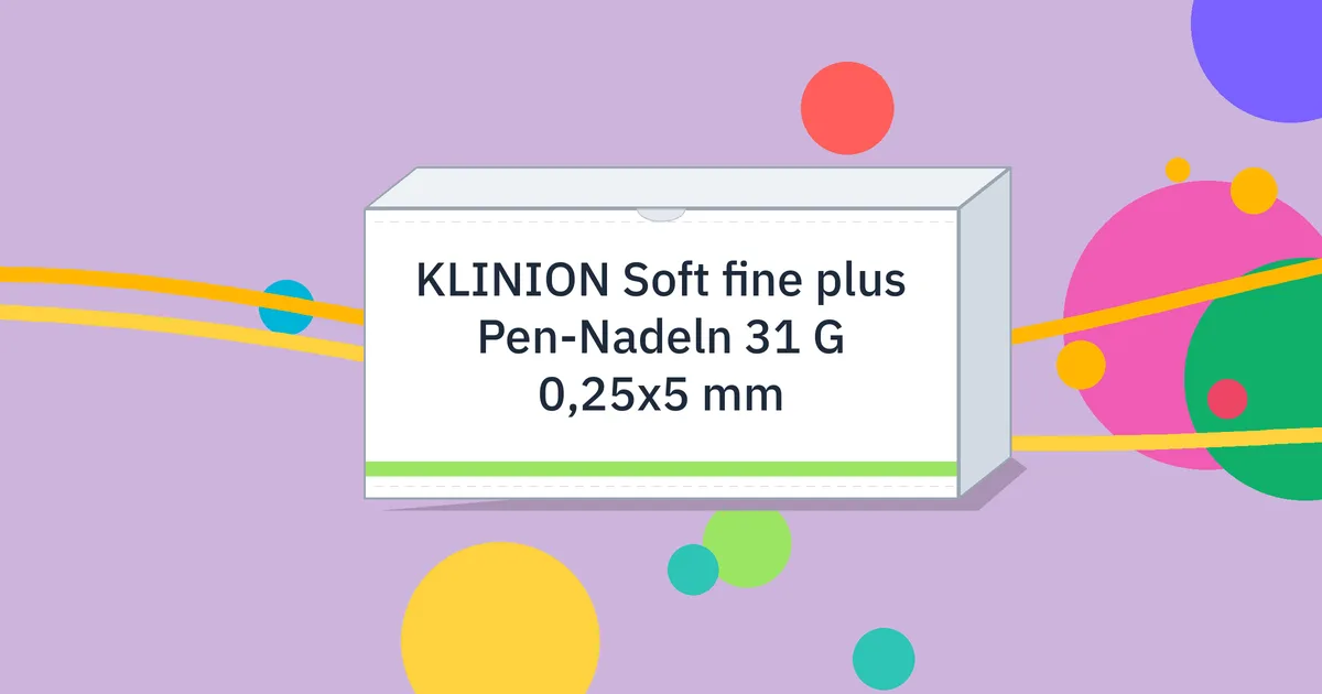 Symbolbild: Packung mit der Aufschrift KLINION Soft fine plus Pen-Nadeln 31 G 0,25x5 mm (PZN 20130911) – Verfügbarkeit und Bezug in Apotheken in Frankfurt am Main