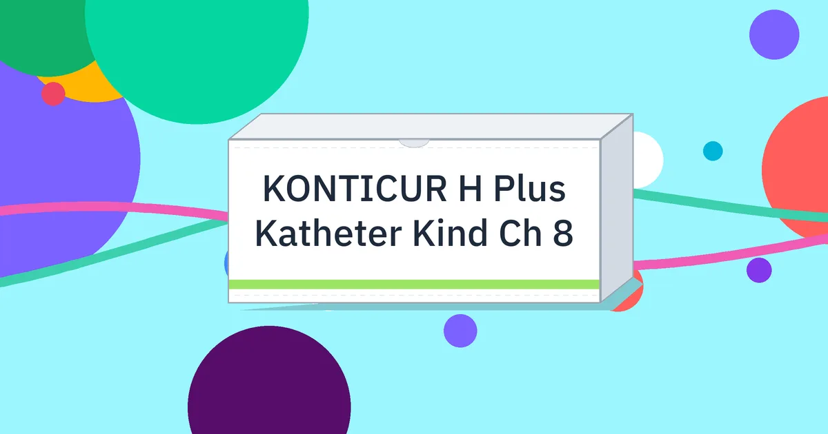 Symbolbild: Packung mit der Aufschrift KONTICUR H Plus Katheter Kind Ch 8 (PZN 10099471) – Verfügbarkeit und Bezug in Apotheken in Frankfurt am Main