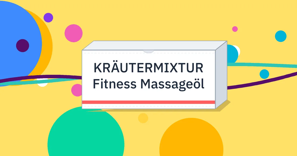 Symbolbild: Packung mit der Aufschrift KRÄUTERMIXTUR Fitness Massageöl (PZN 15329510) – Verfügbarkeit und Bezug in Apotheken in Frankfurt am Main