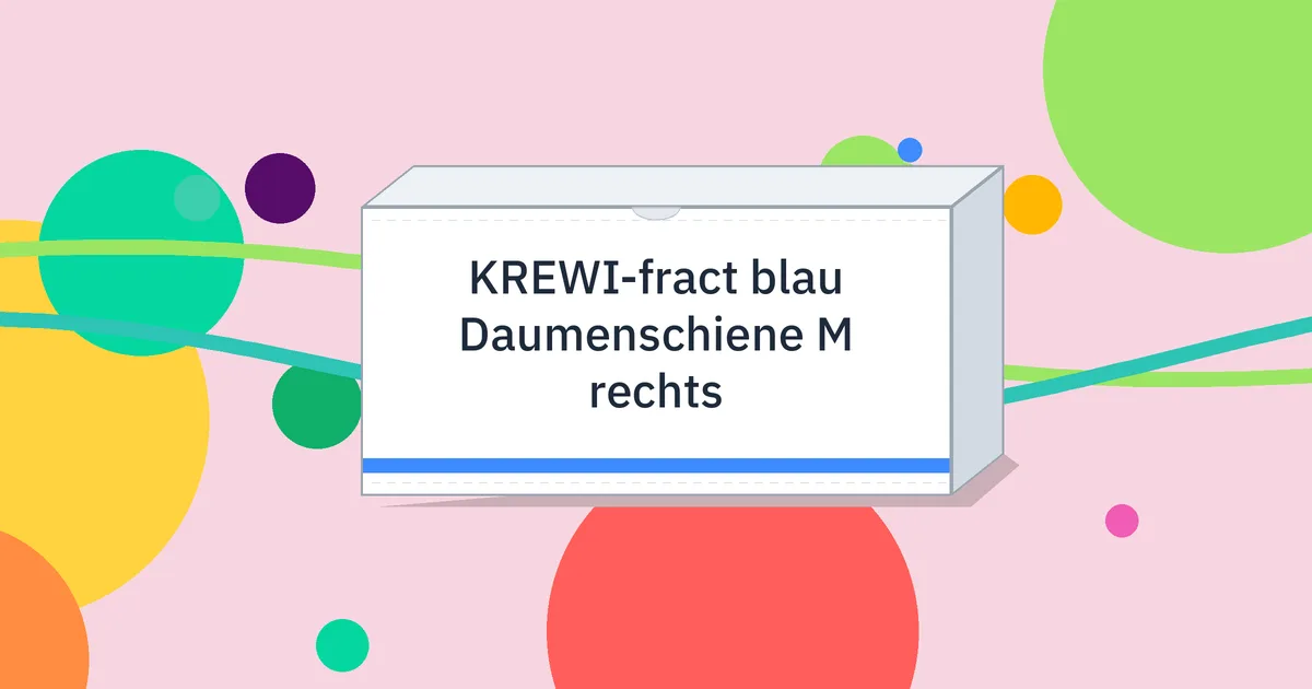 Symbolbild: Packung mit der Aufschrift KREWI-fract blau Daumenschiene M rechts (PZN 17299546) – Verfügbarkeit und Bezug in Apotheken in Frankfurt am Main