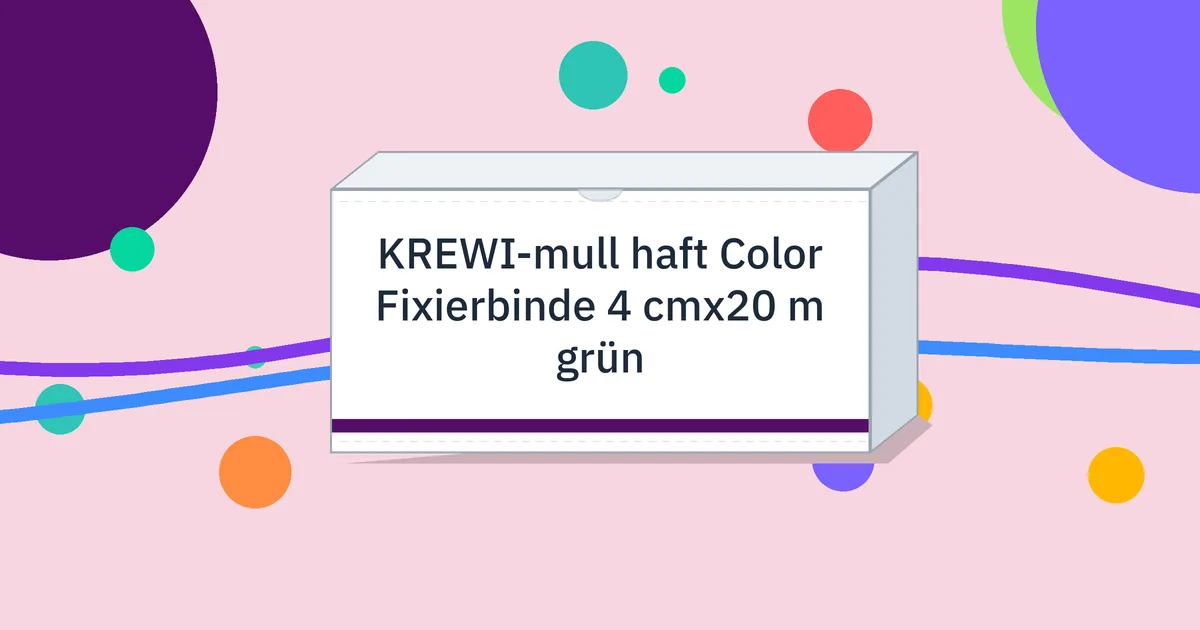 Symbolbild: Packung mit der Aufschrift KREWI-mull haft Color Fixierbinde 4 cmx20 m grün (PZN 11338848) – Verfügbarkeit und Bezug in Apotheken in Frankfurt am Main