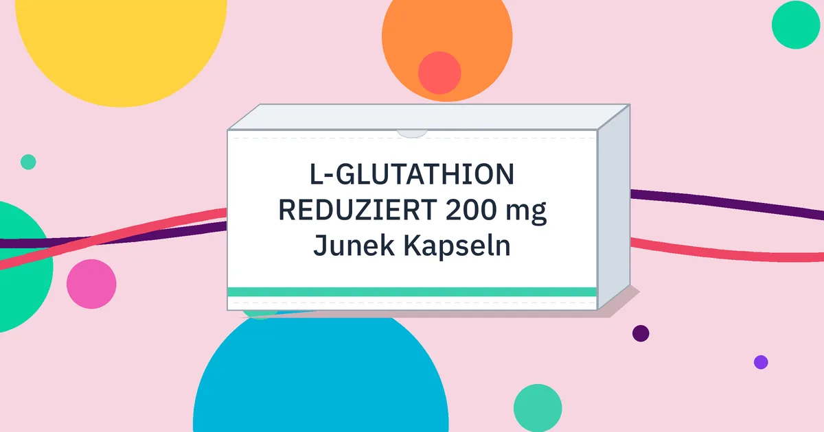 Symbolbild: Packung mit der Aufschrift L-GLUTATHION REDUZIERT 200 mg Junek Kapseln (PZN 00374611) – Verfügbarkeit und Bezug in Apotheken in Frankfurt am Main