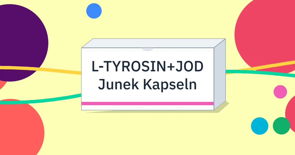 Symbolbild: Packung mit der Aufschrift L-TYROSIN+JOD Junek Kapseln (PZN 01104977) – Verfügbarkeit und Bezug in Apotheken in Frankfurt am Main
