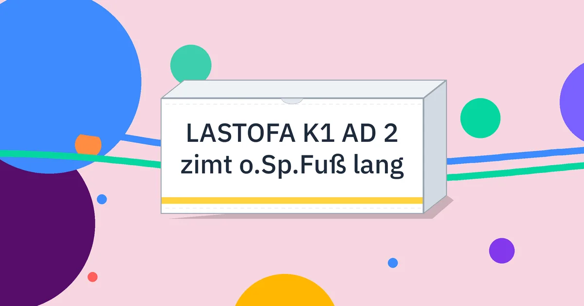 Symbolbild: Packung mit der Aufschrift LASTOFA K1 AD 2 zimt o.Sp.Fuß lang (PZN 14146351) – Verfügbarkeit und Bezug in Apotheken in Frankfurt am Main